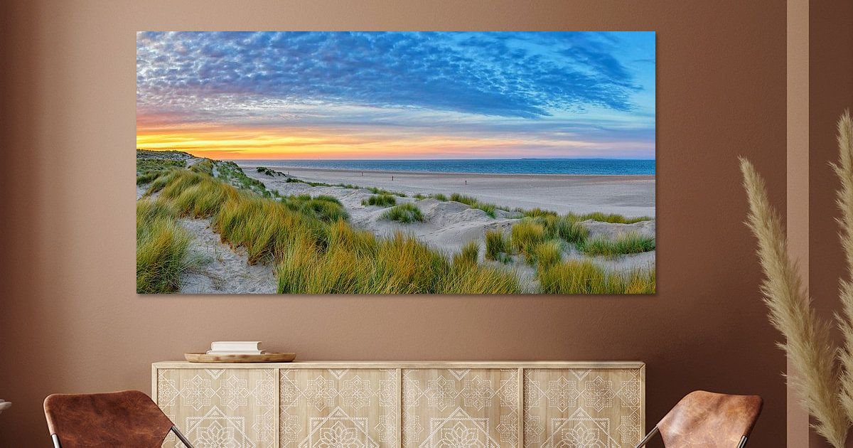 Strand op Texel. van Justin Sinner Photography ( Fotograaf op Texel) op canvas, behang en meer